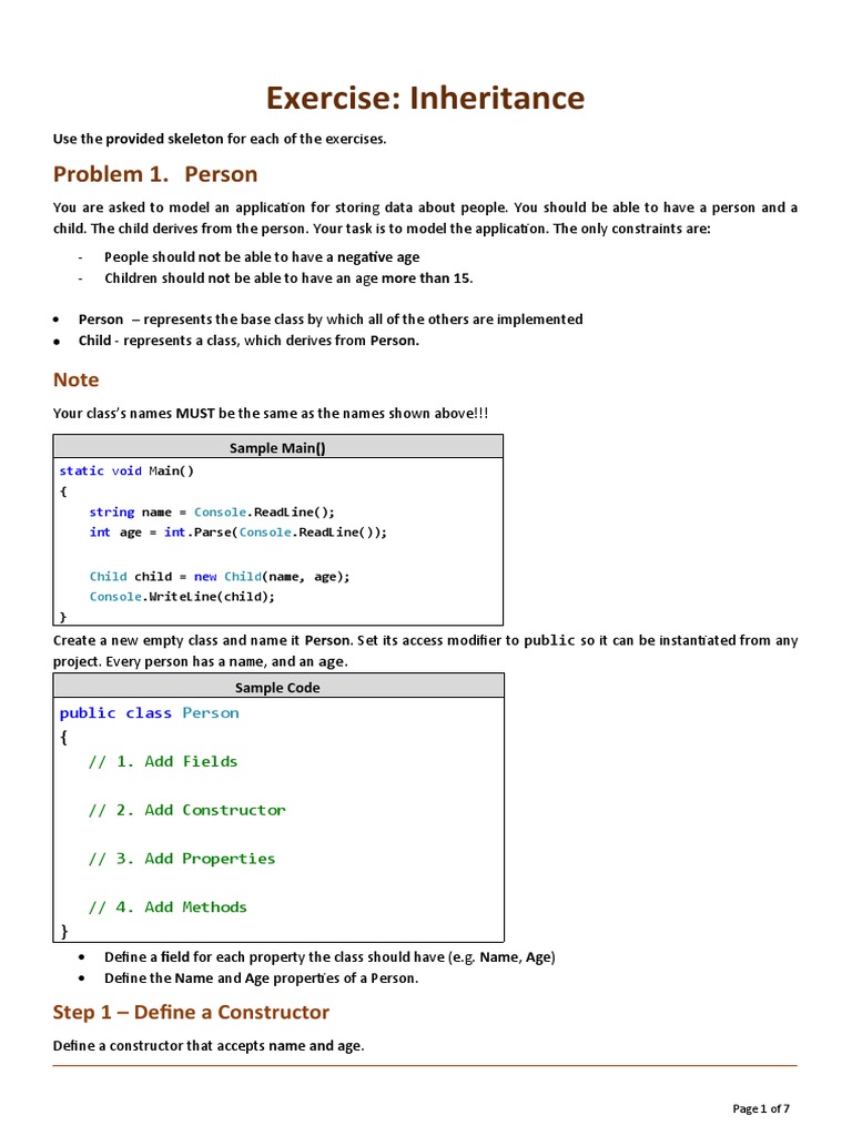 CSharp-OOP-Inheritance-Exercise | PDF | Class (Computer Programming) | Constructor (Object ...