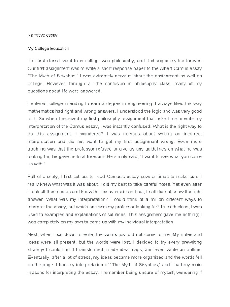 Narrative Essay | PDF | Albert Camus | Essays
