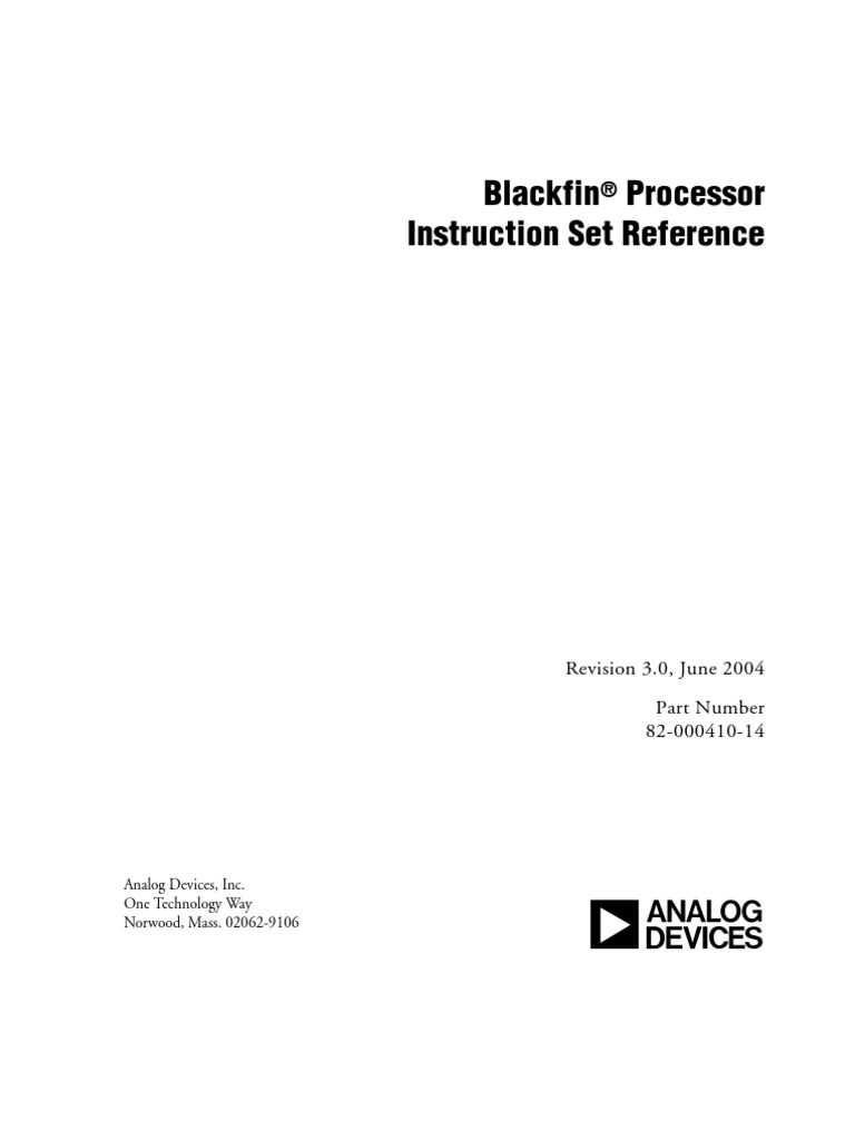 Blackfin® Processor Instruction Set | PDF | Digital Signal Processor ...