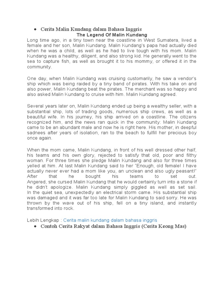 Kumpulan Cerita Dalam Bahasa Inggris | PDF | Chicken | Sibling