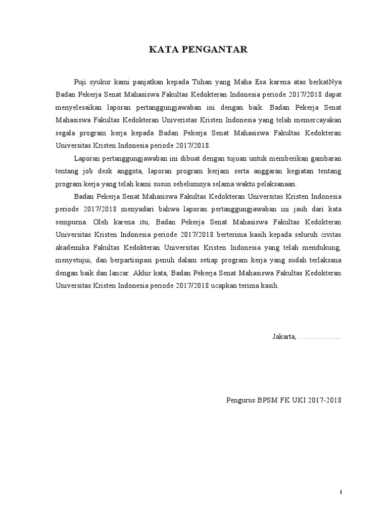 Kata Pengantar Dan Pendahuluan LPJ | PDF