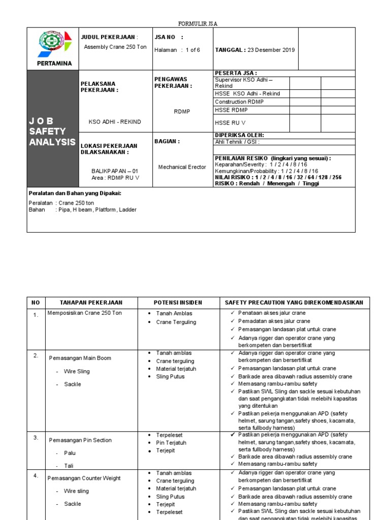 JSA Assembly Crane250 Ton | PDF