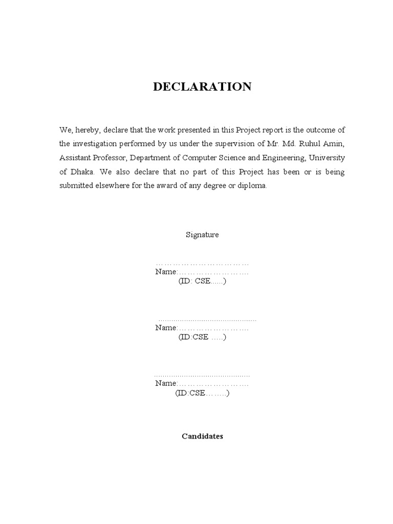 Project Report Declaration Statement | PDF