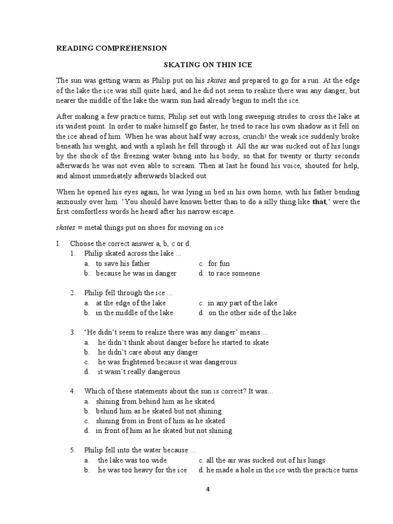 Reading Comprehension 2 | PDF | Ice