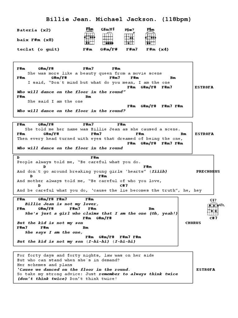 Billie Jean Michael Jackson Chord Progression | PDF