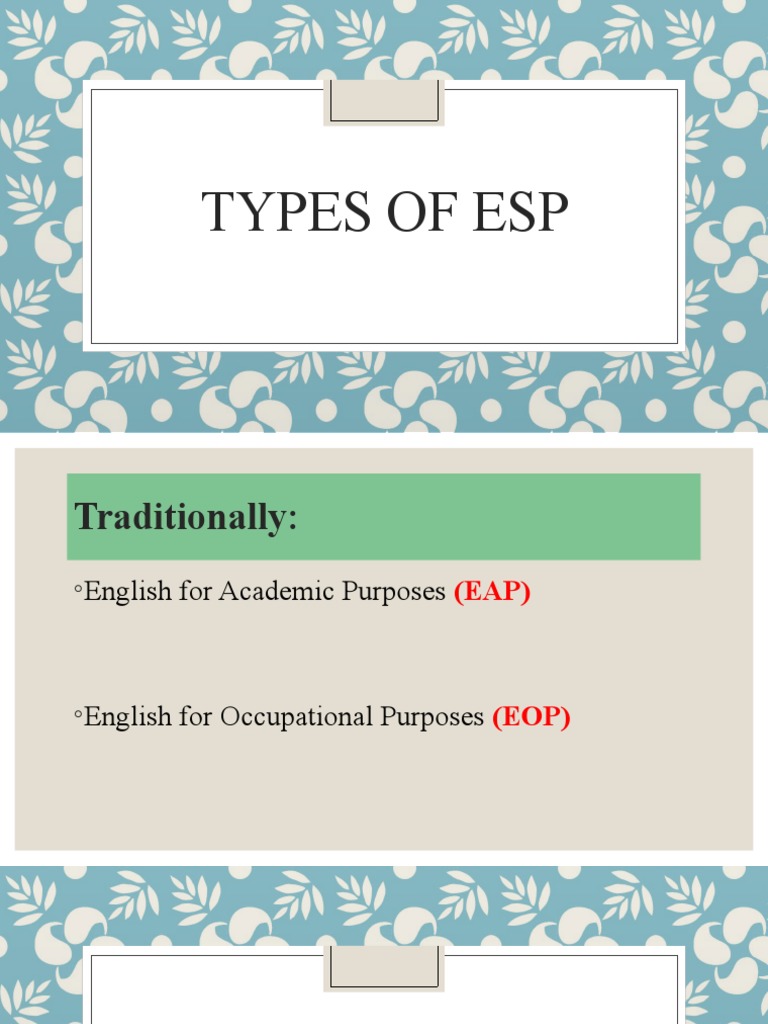 Types of ESP | PDF | Science | Economics