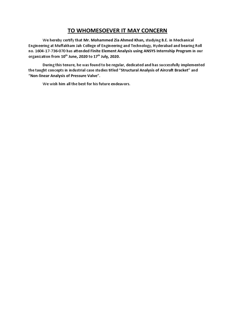 Internship Completion Letter | PDF