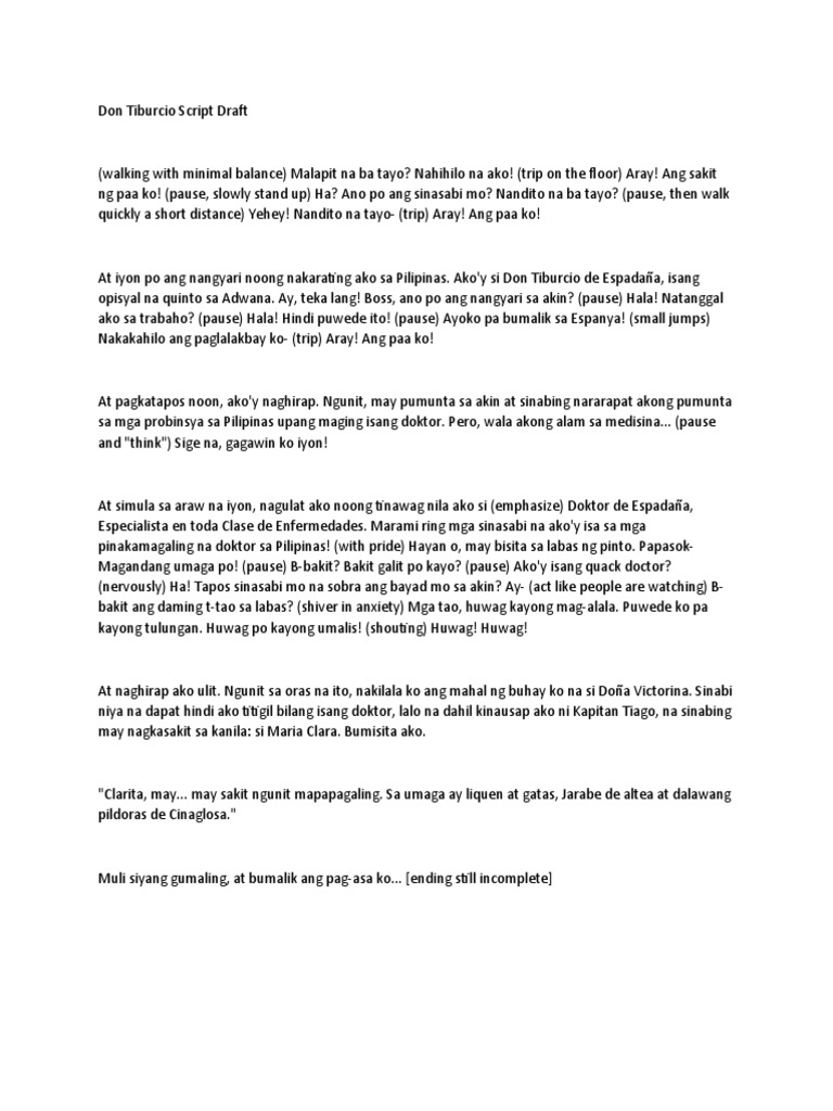 Don Tiburcio Script Draft | PDF