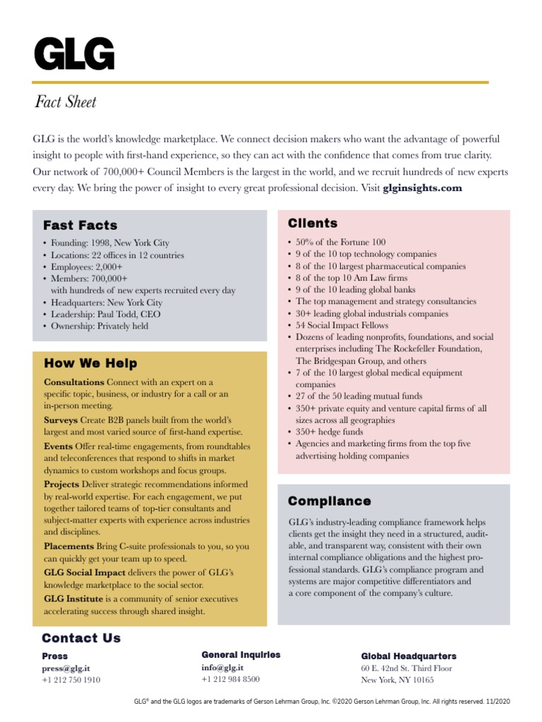 GLG FactSheet 1 | PDF