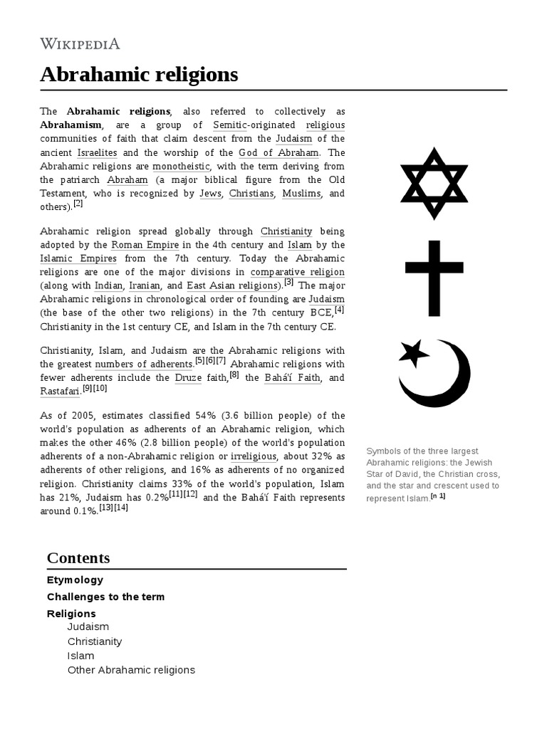 Abrahamic Religions: Abrahamism, Are A Group of Semitic-Originated ...