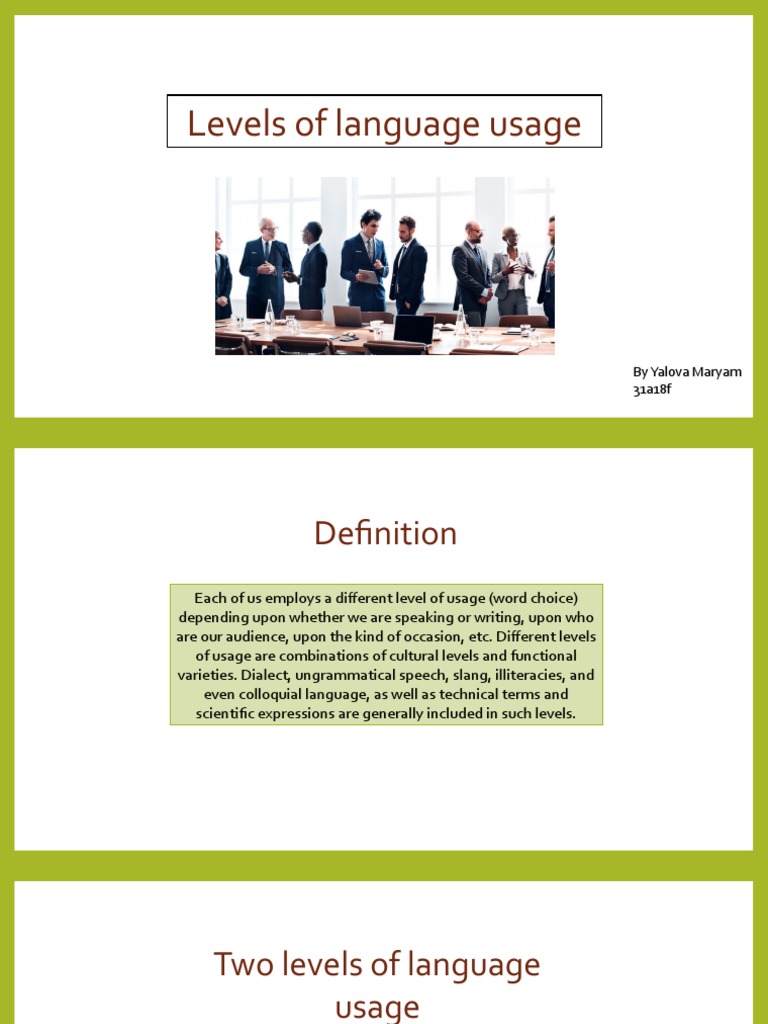 Levels of Language Usage | PDF | Slang | English Language