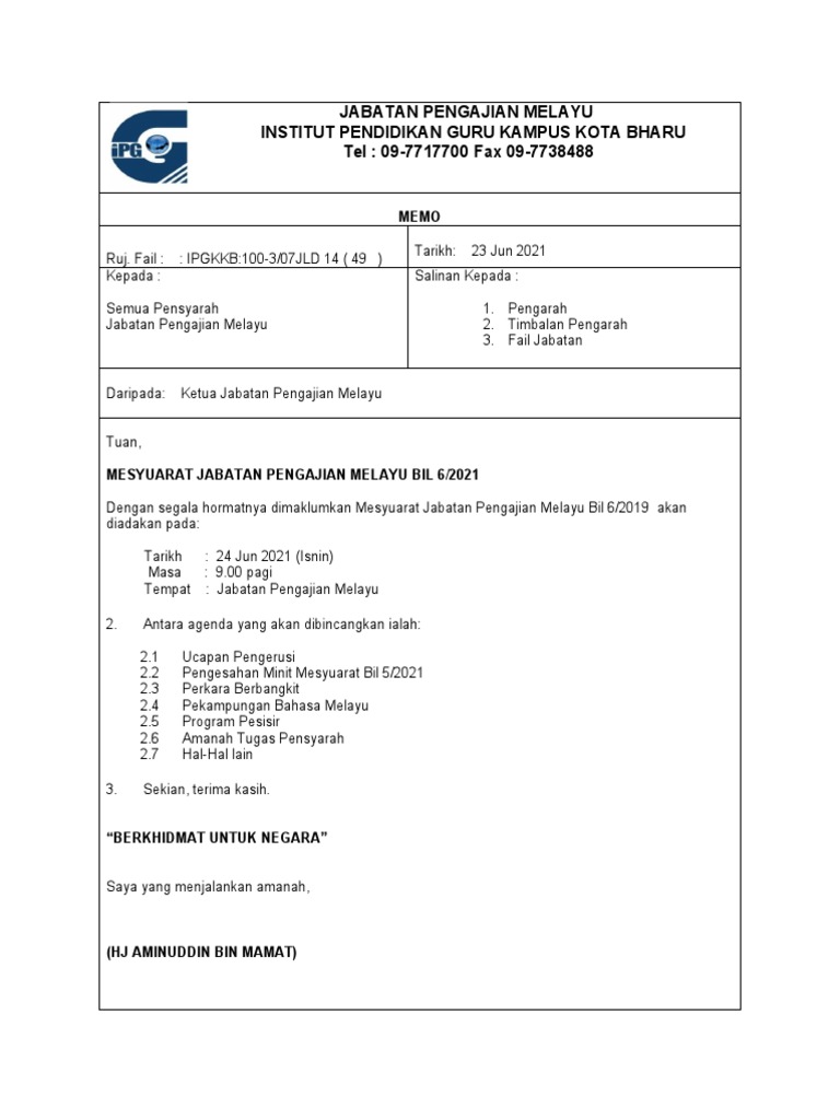 Contoh Memo Terbuka 2 | PDF