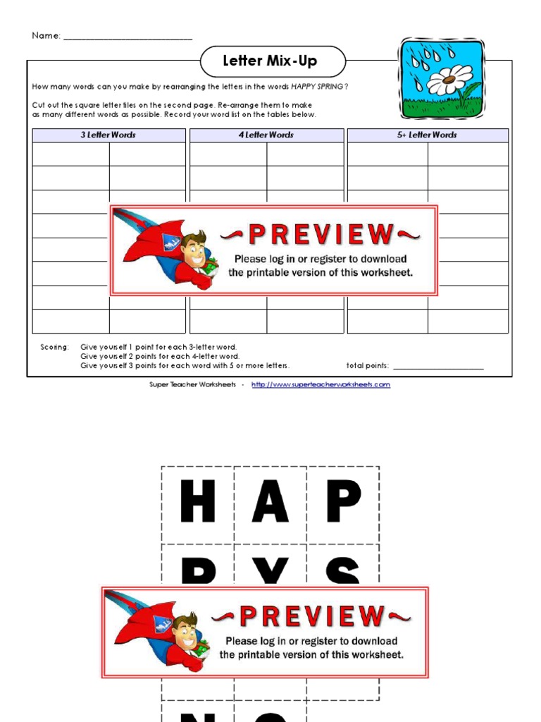 Word Mix Up Spring Intermediate | PDF