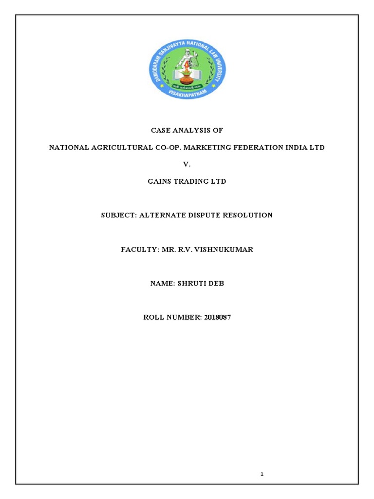 2018LLB087 ADR Project | PDF | Alternative Dispute Resolution | Arbitration