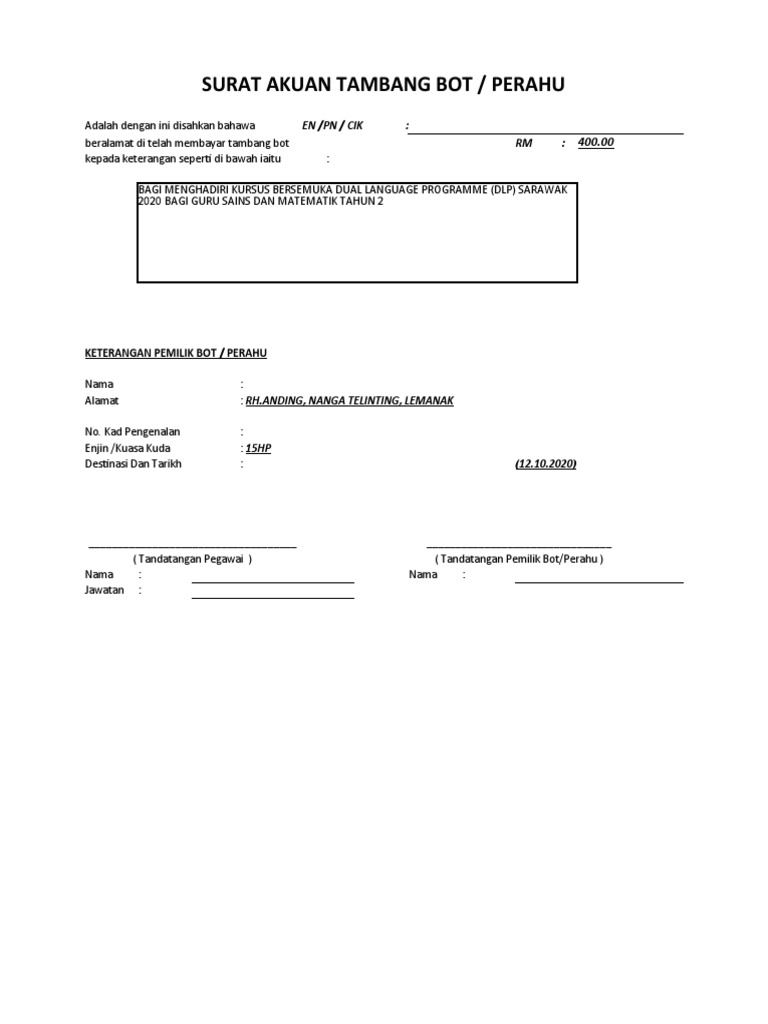 Akuan Tambang Bot - 2 | PDF
