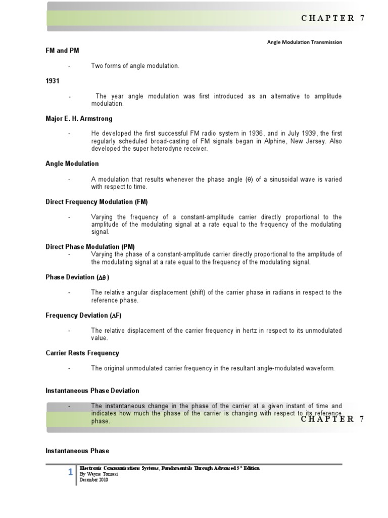 Angle Modulation Techniques Explained | PDF | Frequency Modulation ...