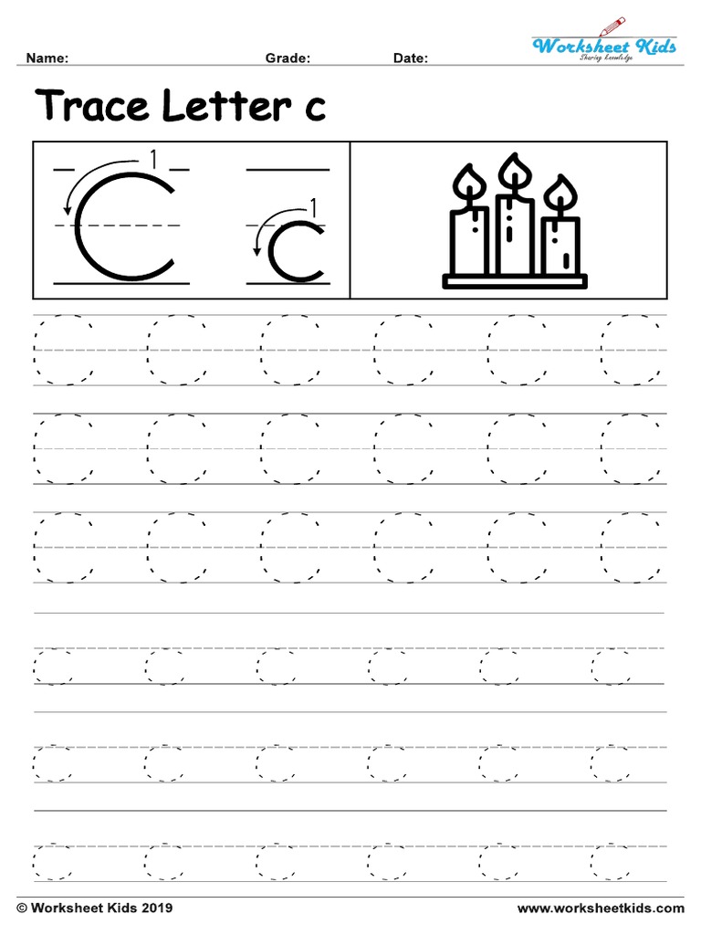 Alphabet Letter C Writing Practice Sheet | PDF