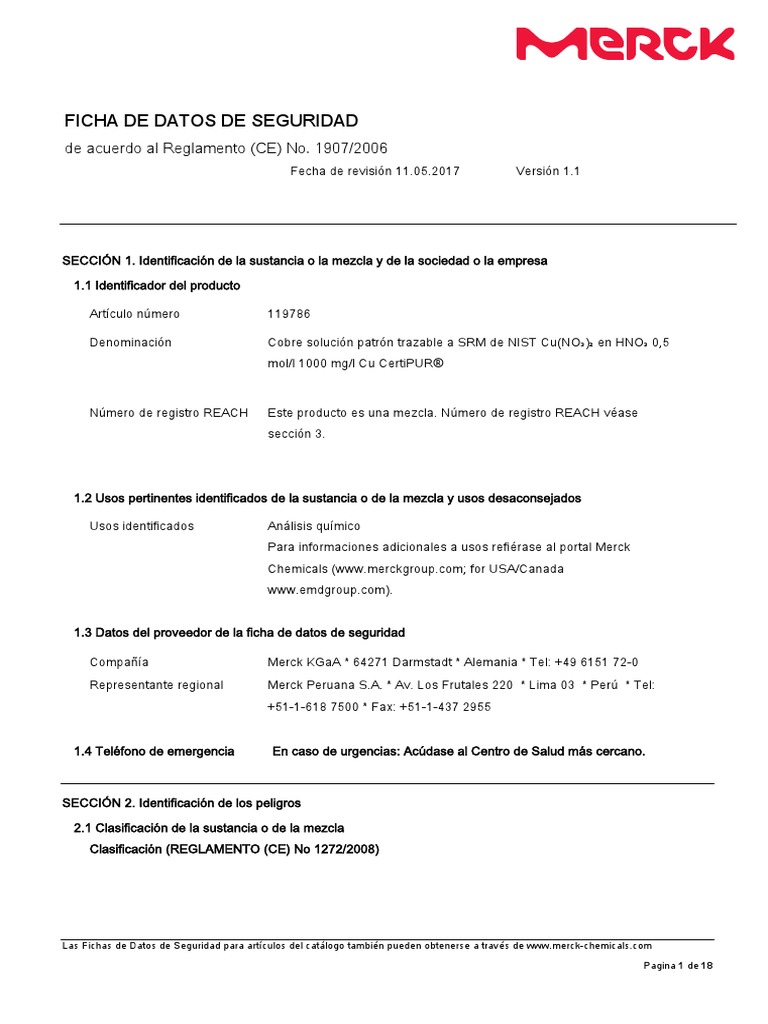 MSDS Cu Solucion | PDF