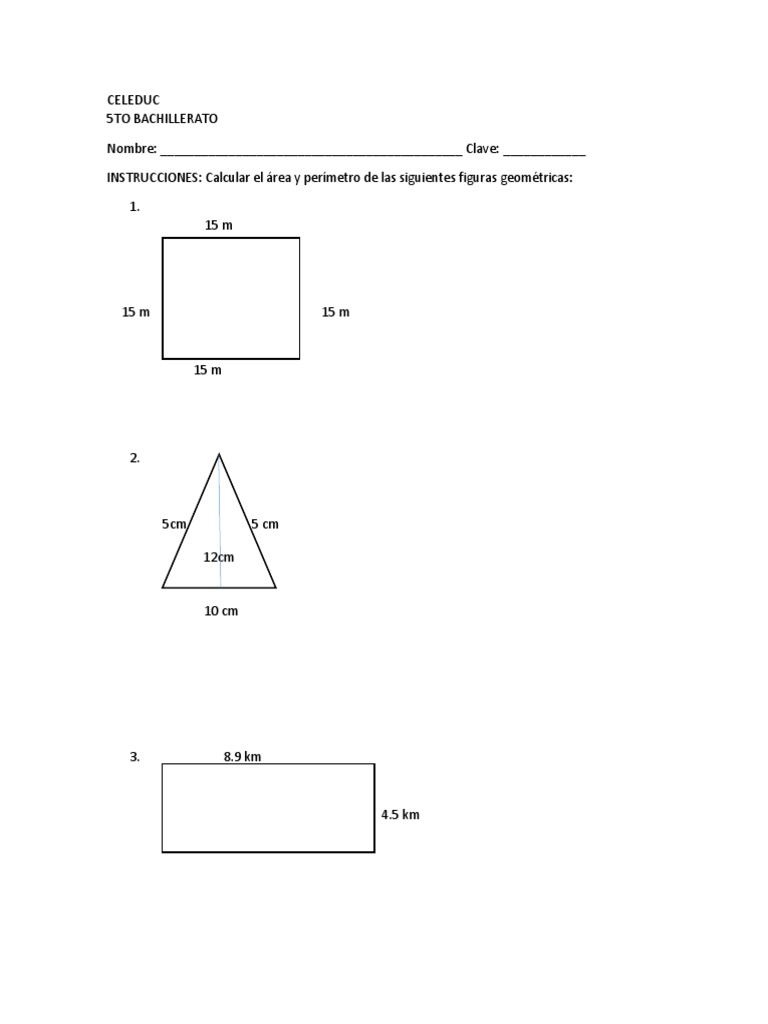 Hoja de Trabajo Area y Perimetro 2 | PDF