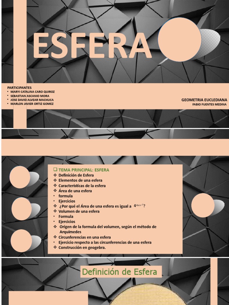 Geometría de la Esfera: Definición y Fórmulas | PDF | Esfera | Volumen