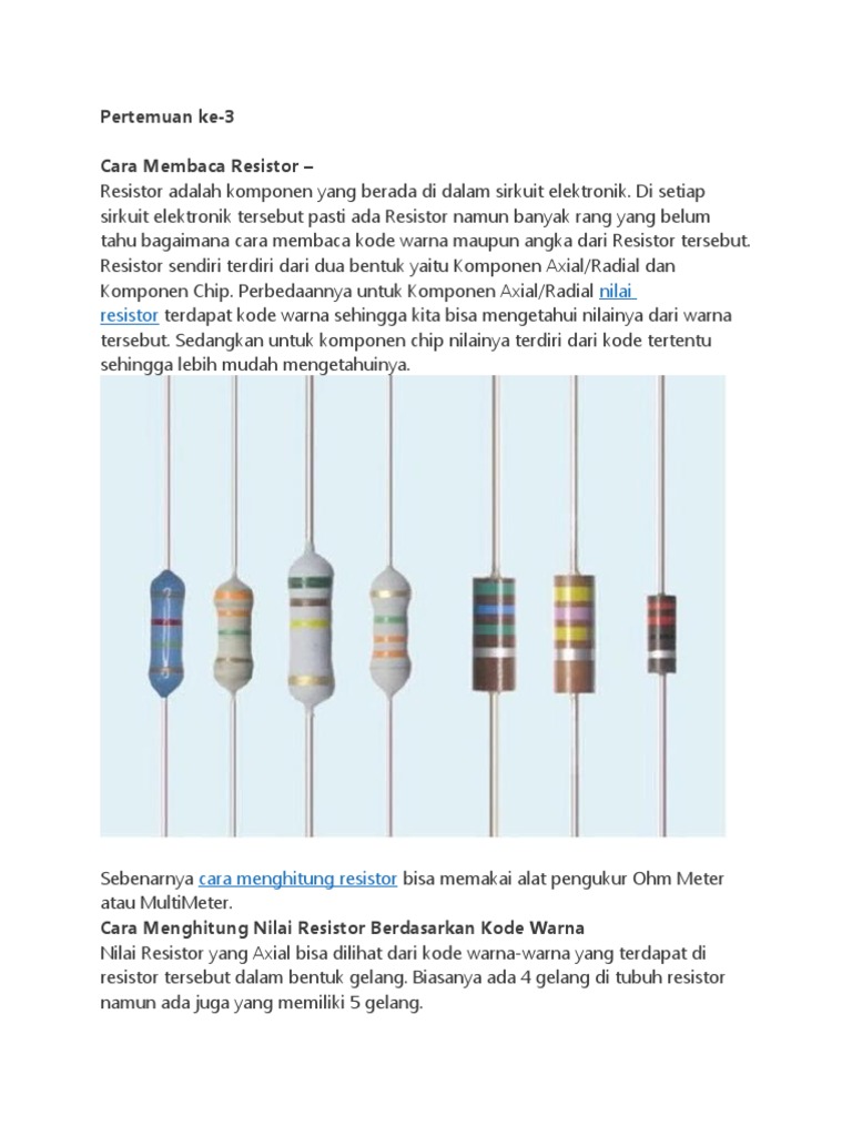 Cara Membaca Kode Resistor | PDF | Metode & Bahan Ajar | Teknologi & Rekayasa