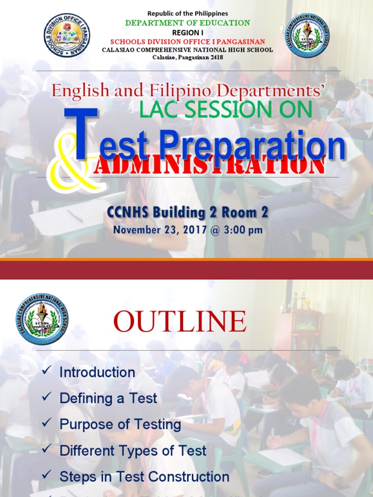 LAC Session On Test Preparation and Administration | PDF | Teachers ...