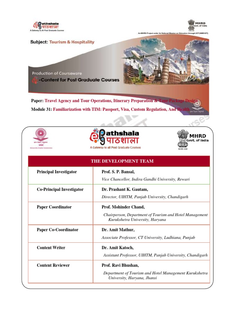 Travel Agency and Tour Operations, Itinerary Preparation & Tour Package ...