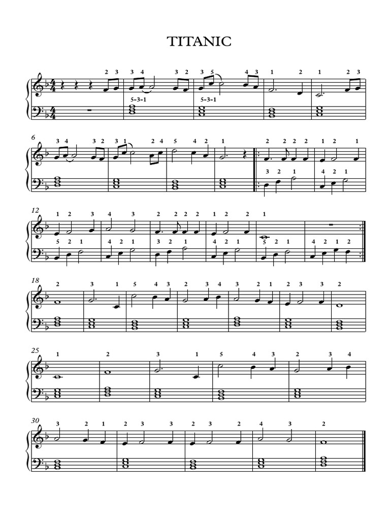 TITANIC Piano Nivel Básico | PDF