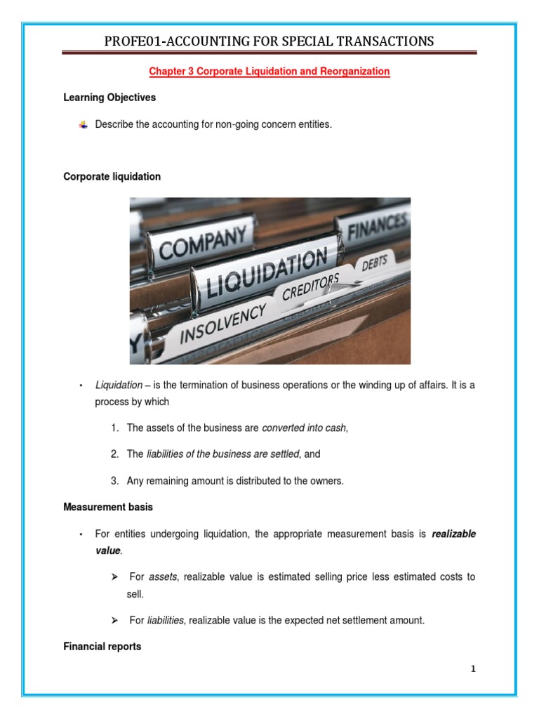 Corporate Liquidation Accounting Guide | PDF | Liquidation | Financial ...