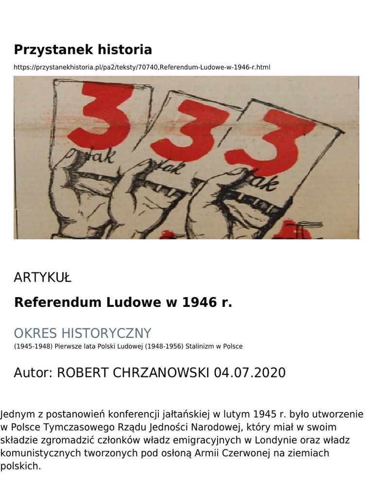 Referendum Ludowe W 1946 R | PDF