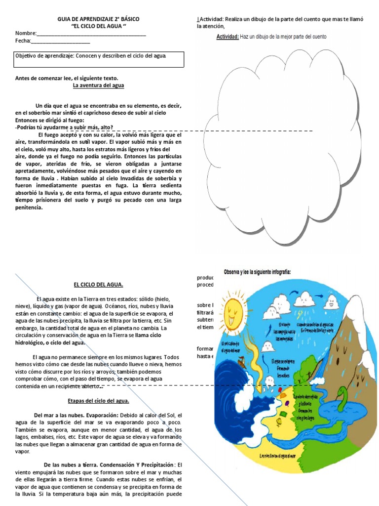 Guía del Ciclo del Agua 2° Básico | PDF | El ciclo del agua | Evaporación