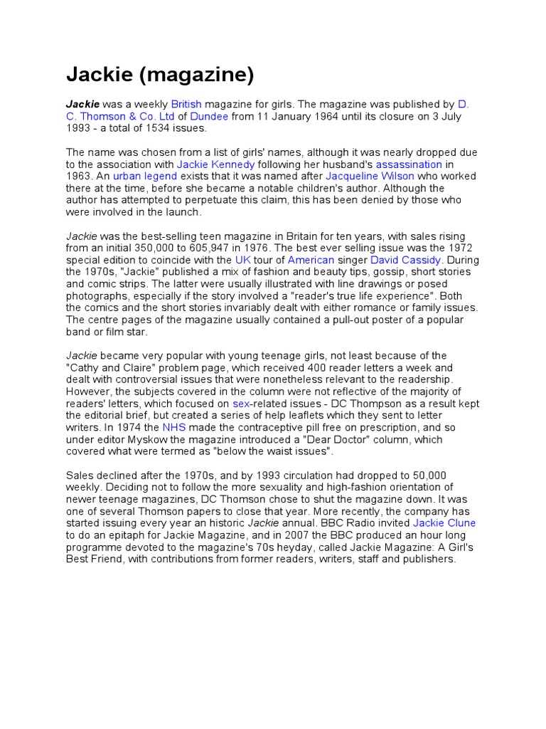 A Look Back at Jackie Magazine: Britain's Best-Selling Teen Publication ...