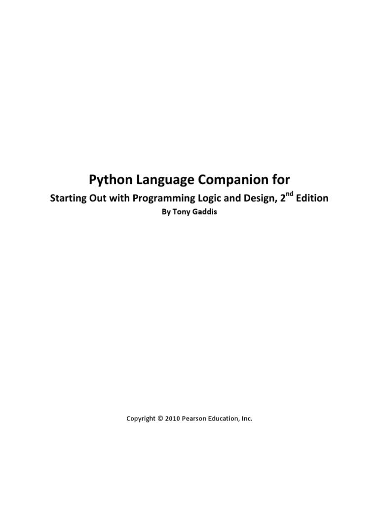 Python Language Companion For: Starting Out With Programming Logic and Design, 2 Edition | PDF ...