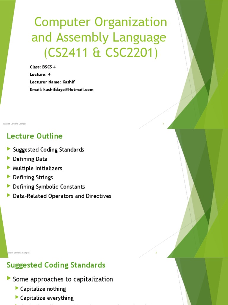 Computer Organization and Assembly Language (CS2411 & CSC2201) | PDF | Integer (Computer Science ...