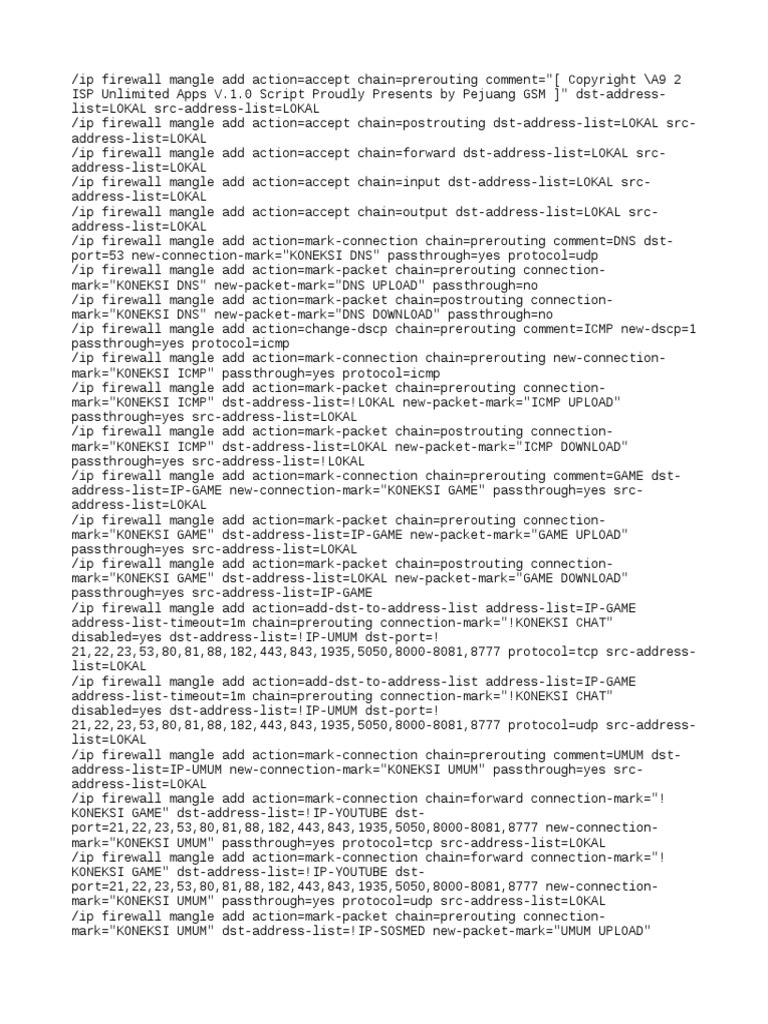 Mikrotik Mangle Firewall Rules Guide | PDF | Digital Rights ...