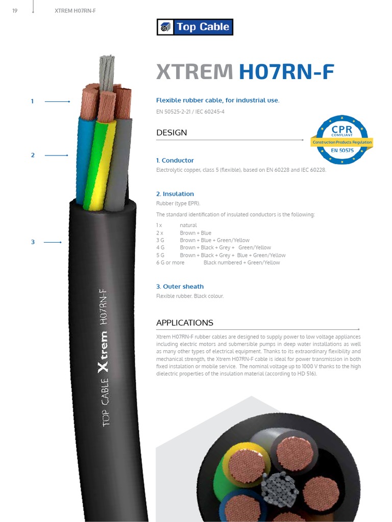Topcable Xtrem H07RN F en | PDF | Insulator (Electricity) | Electrical Conductor