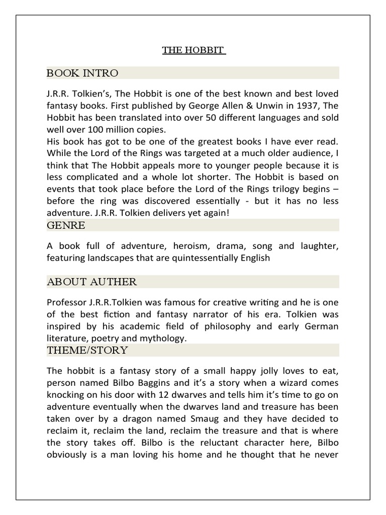 The Hobbit | PDF | The Hobbit | Bilbo Baggins