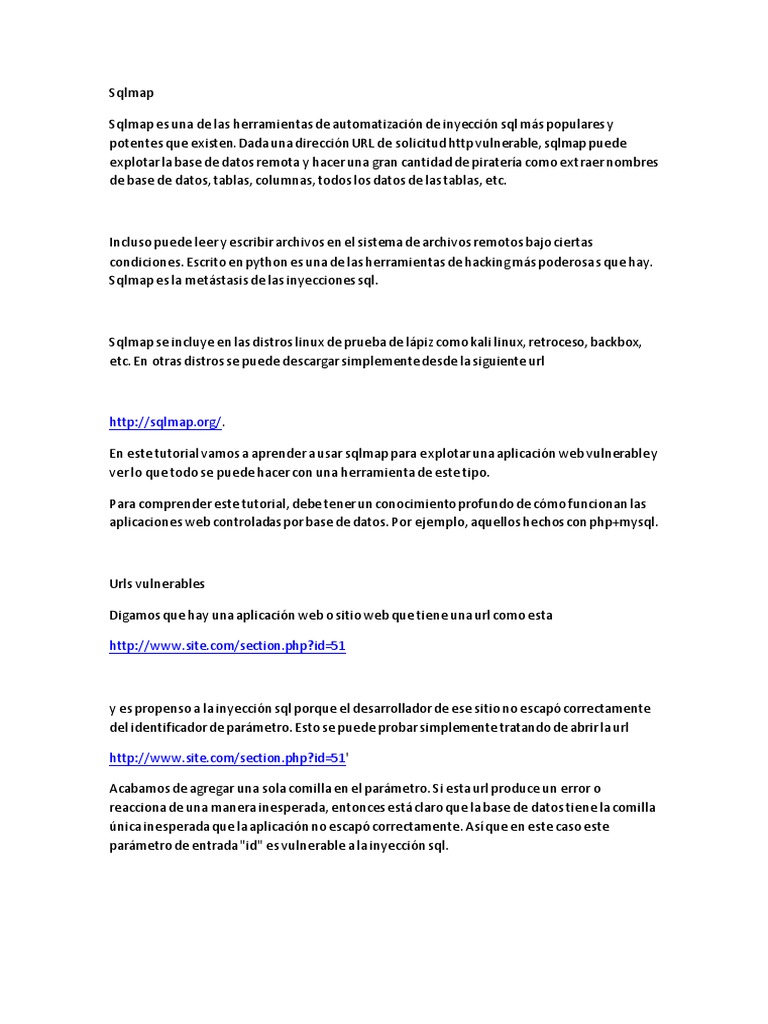 Sqlmap | PDF | Bases de datos | SQL