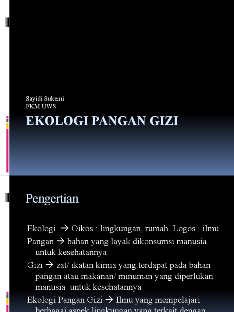 Ekologi Pangan Gizi, Revisi | PDF