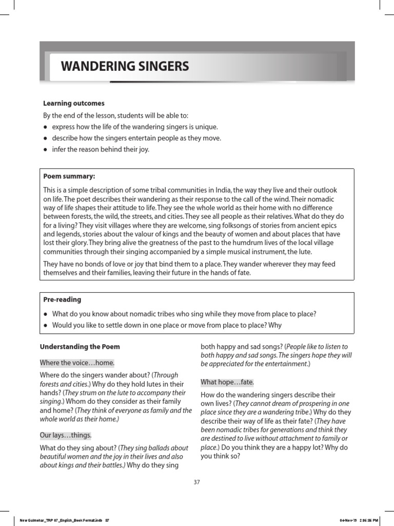 Wandering Singers: Poem Summary & Analysis | PDF | Poetry ...