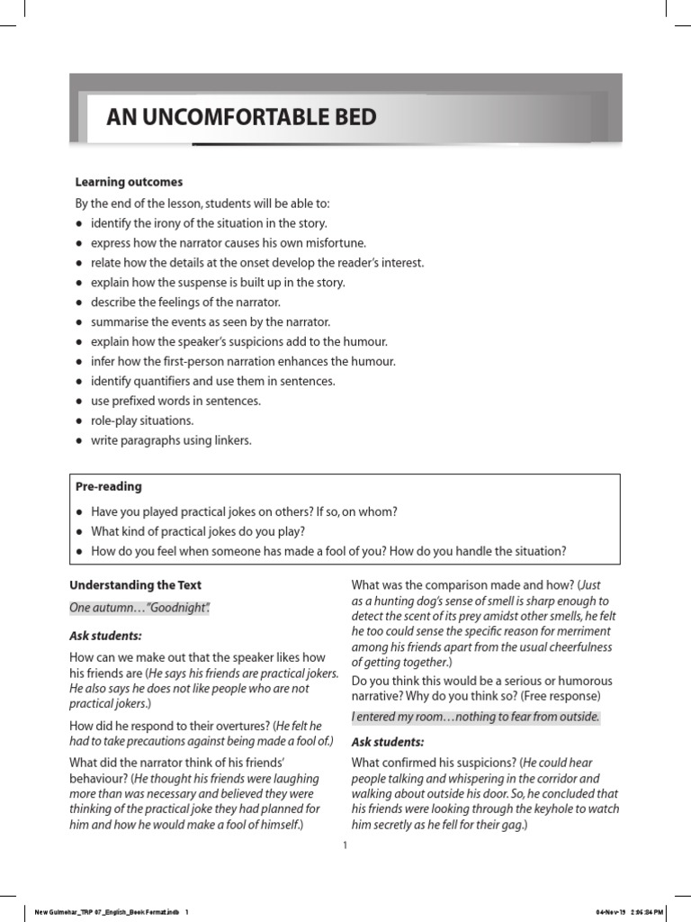 An Uncomfortable Bed: Lesson Overview | PDF | Jokes | Noun