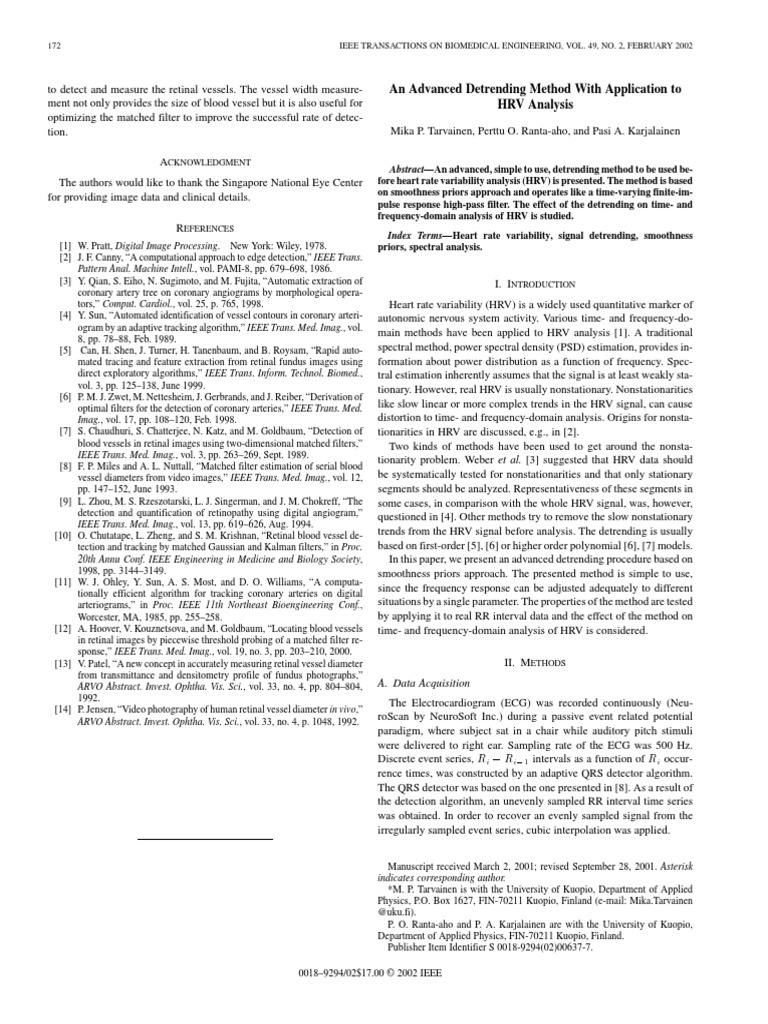 An Advanced Detrending Method With Application To HRV Analysis | PDF ...