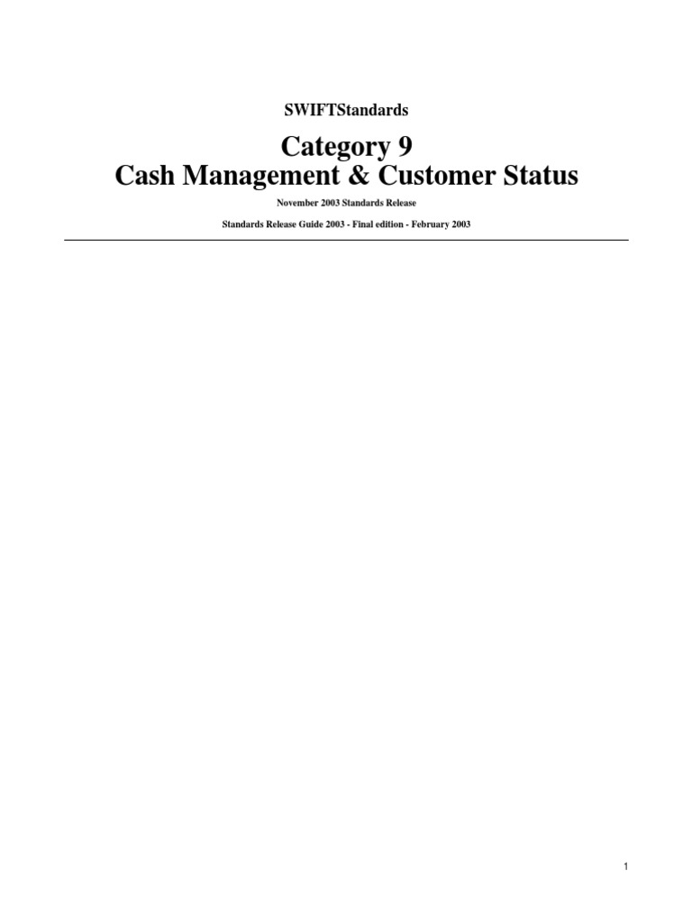(SwiftStandards) Category 9 - Cash Management & Customer Status (MT900 ...