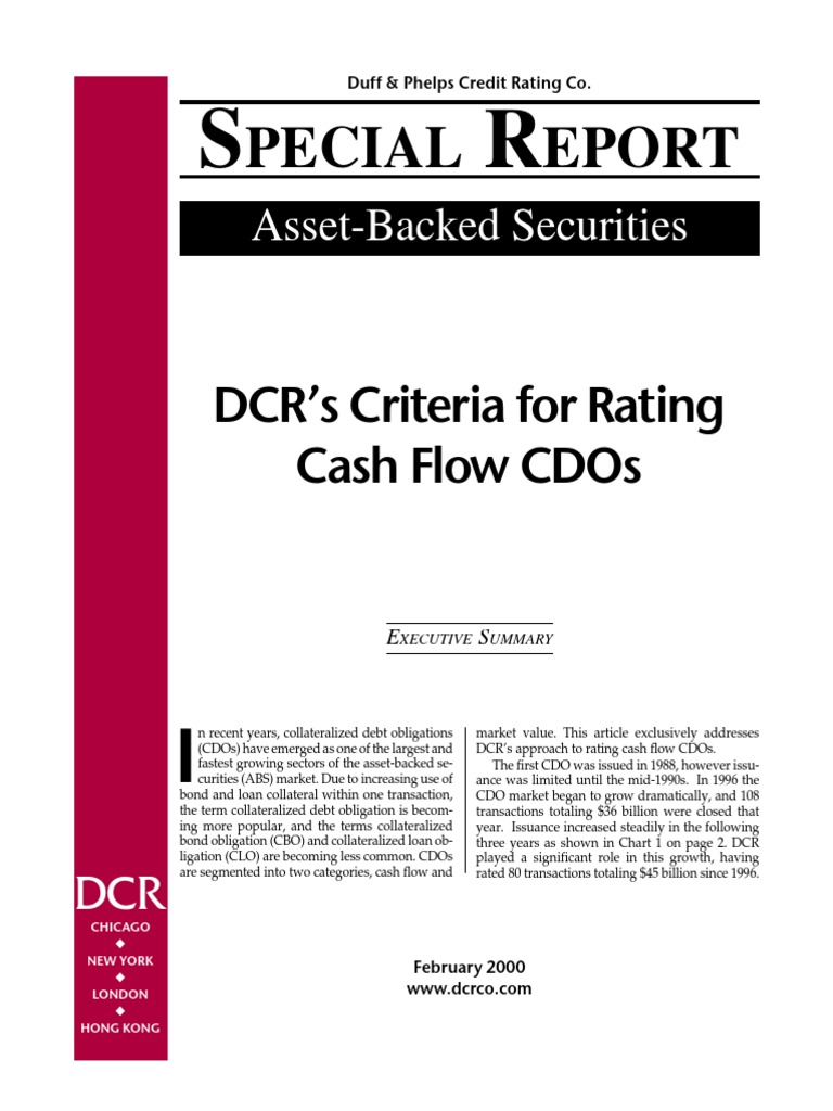 (Duff & Phelps Credit Rating Co) DCR's Criteria For Rating Cash Flow ...