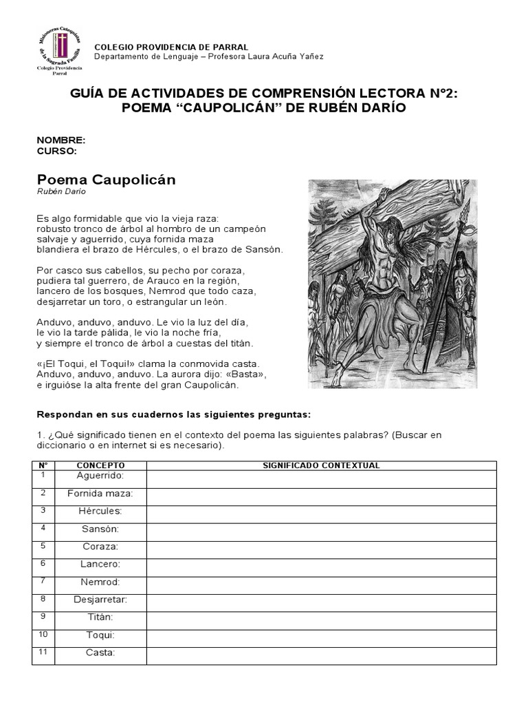 Guía Poema Caupolicán | PDF