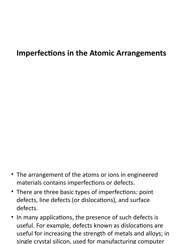 Understanding Imperfections in Crystalline Materials: A Classification ...