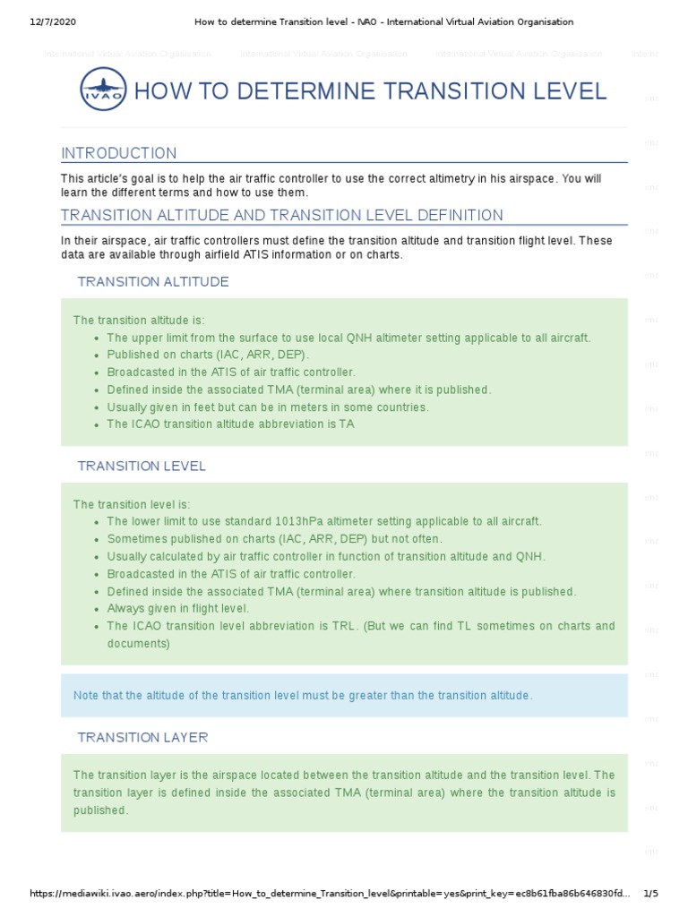 How To Determine Transition Level | PDF | Altitude | Altimeter