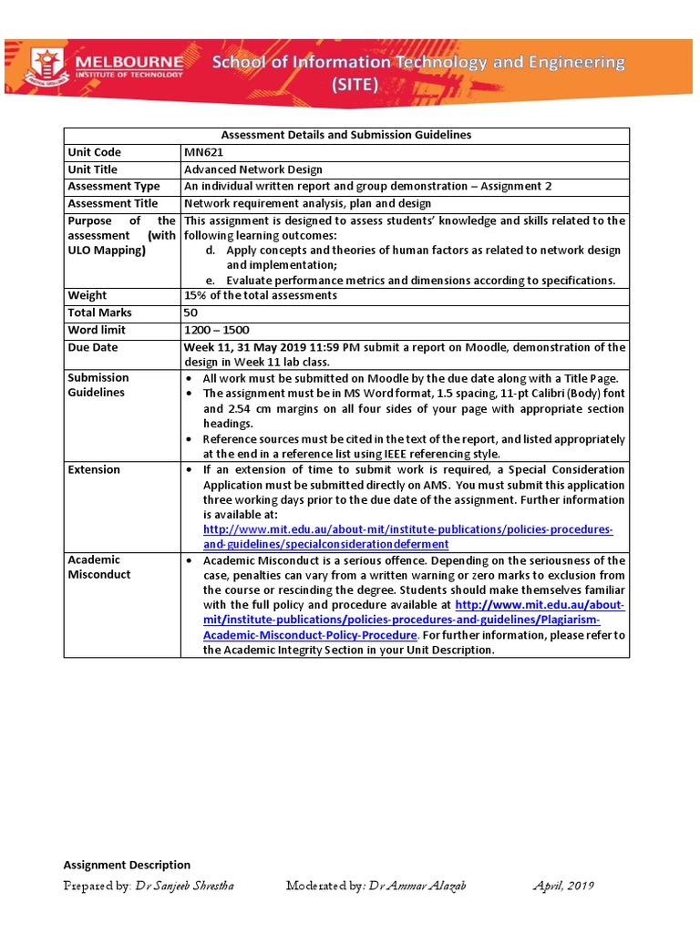 MN621 Assignment-2-T1 2019 Mel Syd V1 | PDF | Quality Of Service | Computer Network