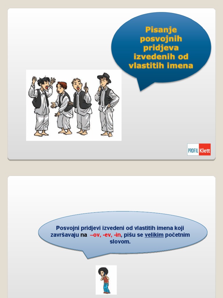 5 Pisanje Posvojnih Pridjeva Izvedenih Od Vlastitih Imena | PDF