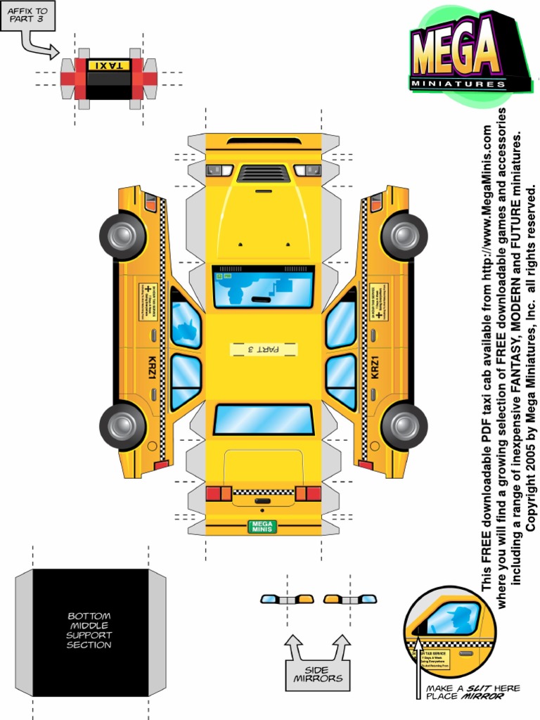 28mm Taxi Paper Vehicle Miniature | PDF